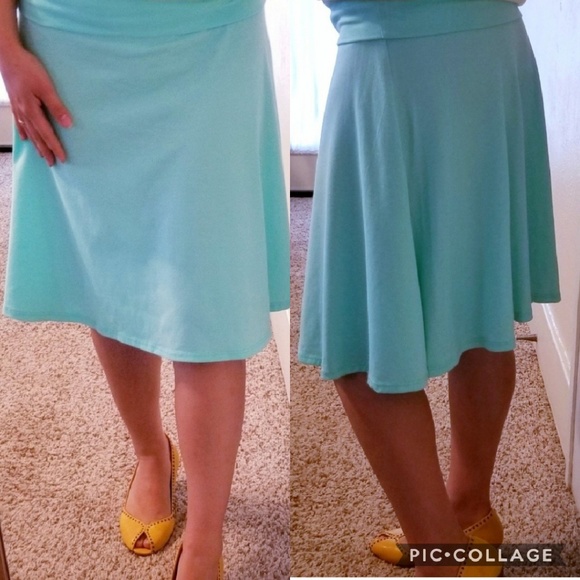 LuLaRoe | Skirts | Lularoe Mint Green Seafoam Azure Midi Skirt Small ...
